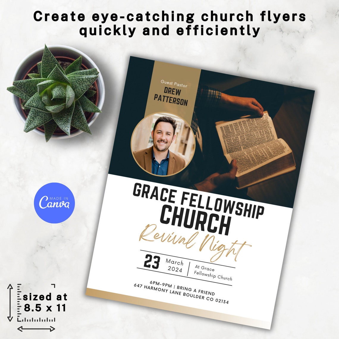 Editable Church Flyer, Church Flyer Sunday Serivce, Church Service ...