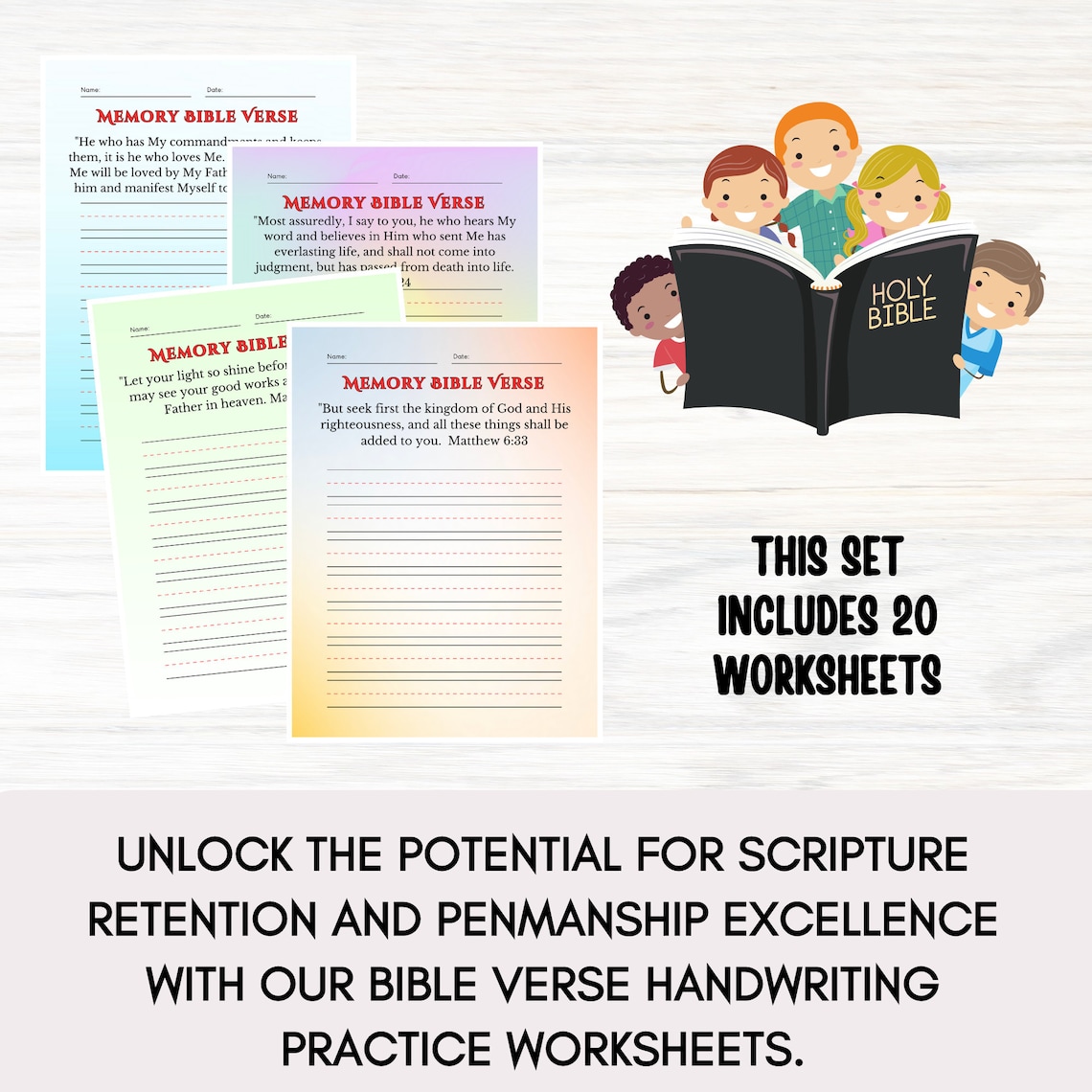 Bible Verses Kids Handwriting Practice Scripture Copywork Bible Memory ...