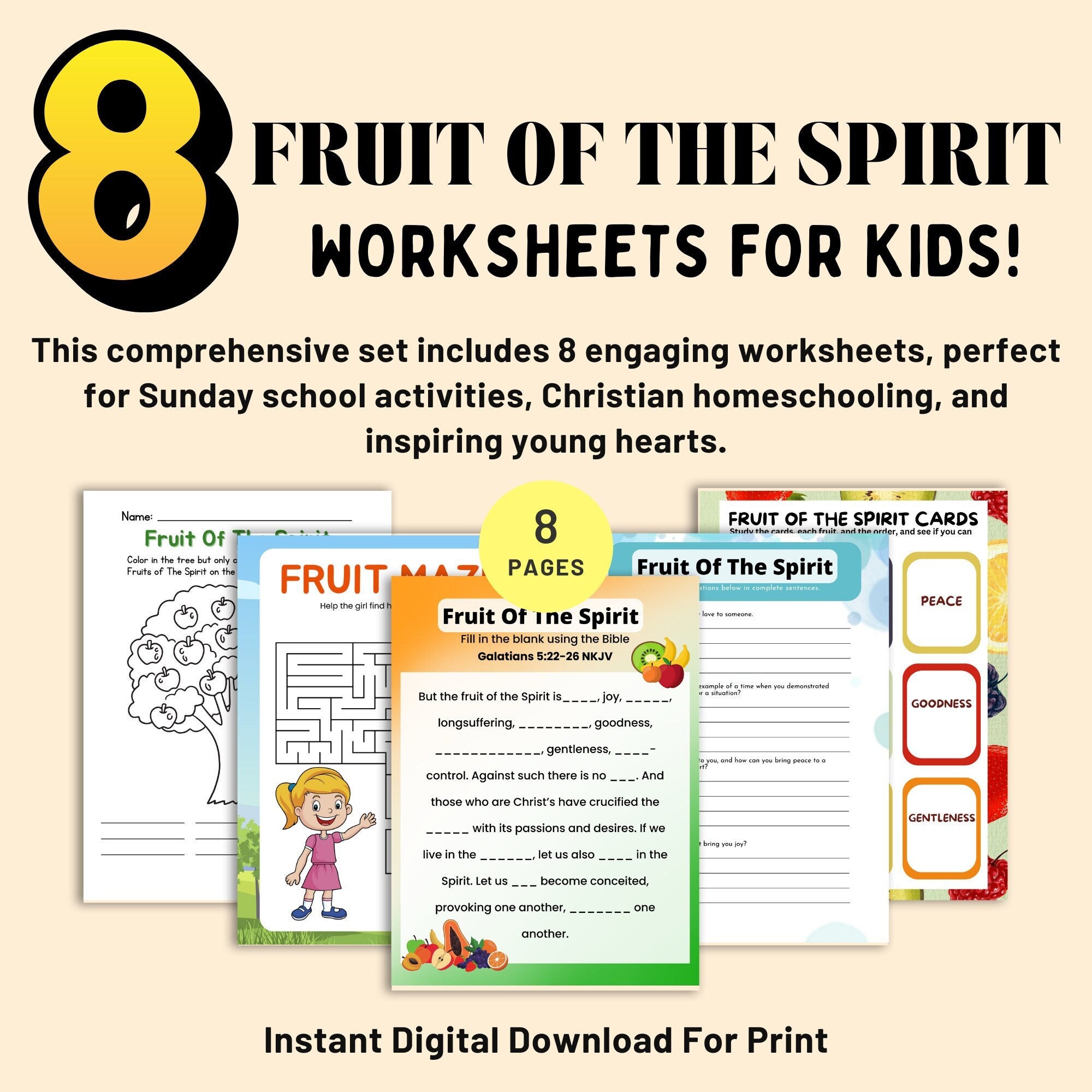 Fruit of the Spirit, Bible Study Printable, Sunday School, Sunday ...