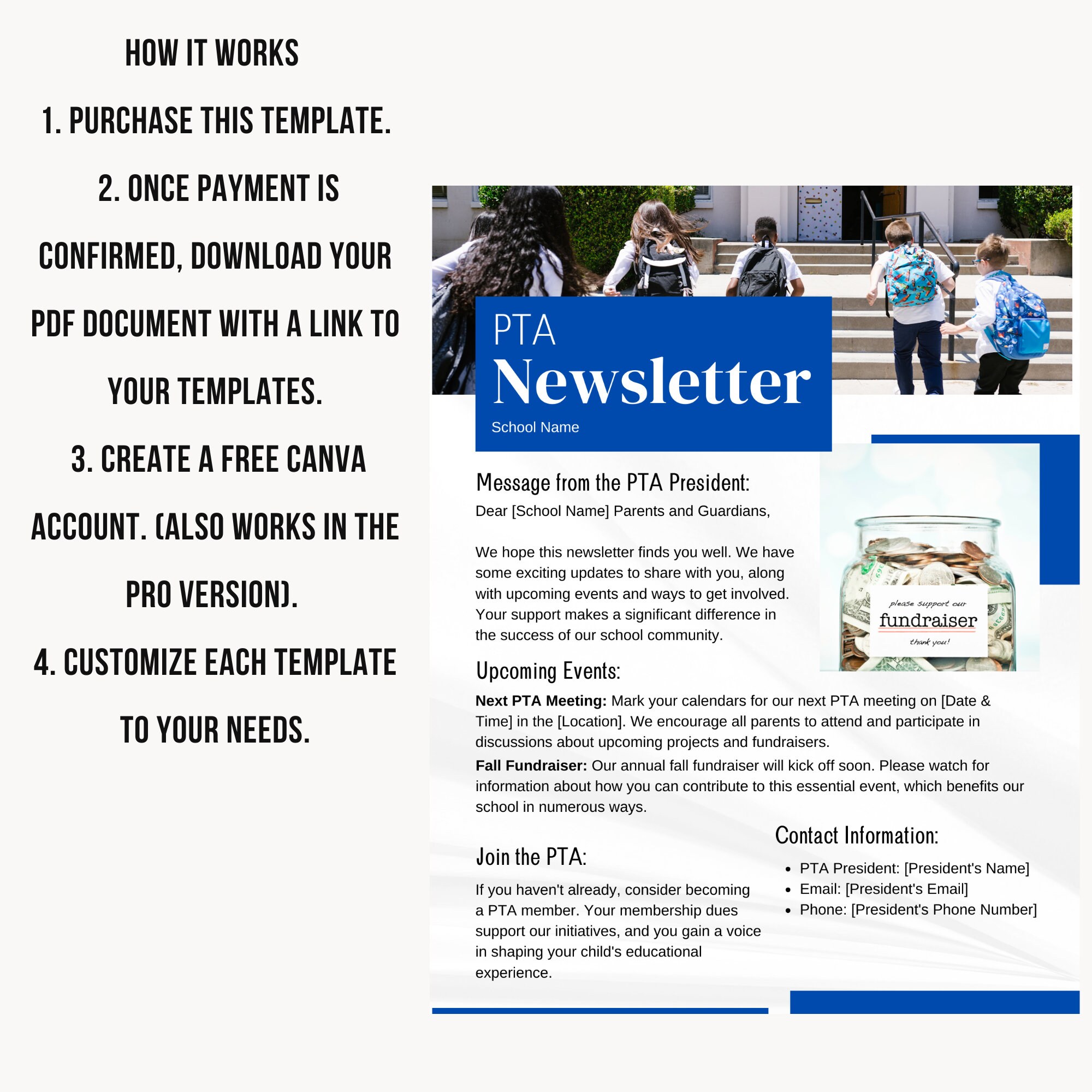 PTA Newsletter, Editable Newsletter Template, Email Newsletter Template ...