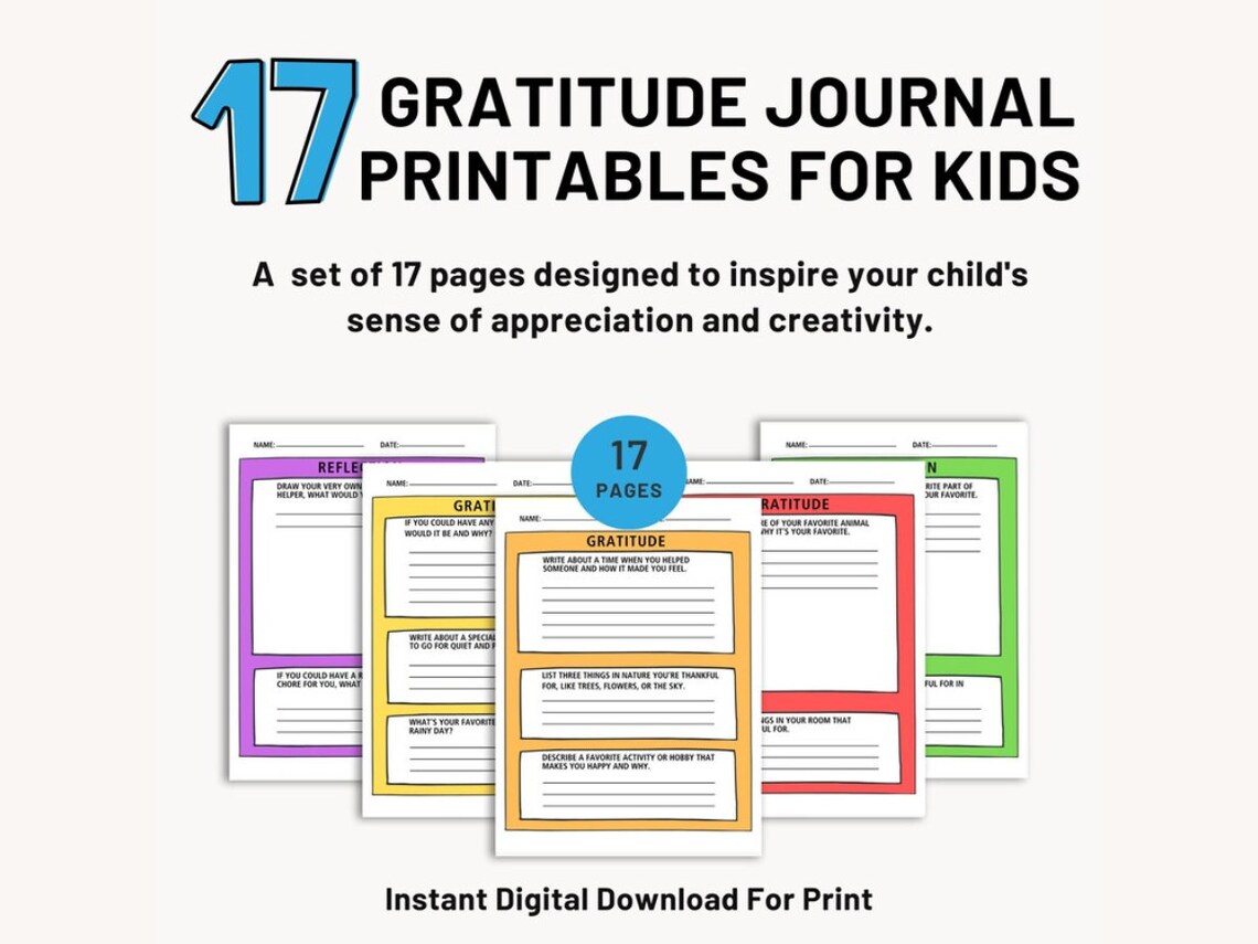 Gratitude Journal Printable, Gratitude Journal Kids, Gratitude Journal ...