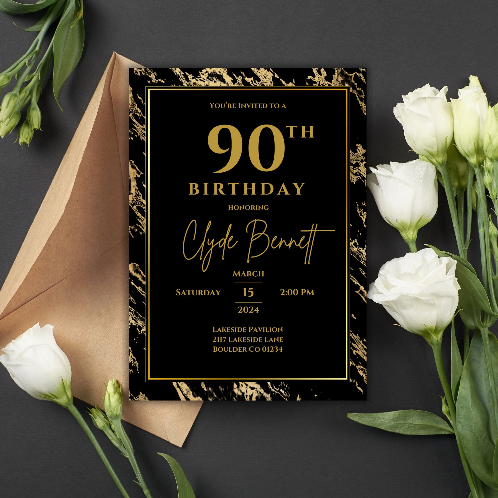 90th Birthday Invitations, 90th Birthday, Adult Birthday Party ...