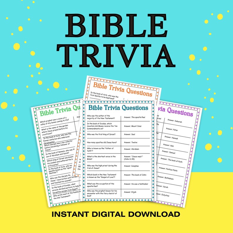 Bible Trivia Game, Bible Games, Sunday School, Printable Bible Game ...