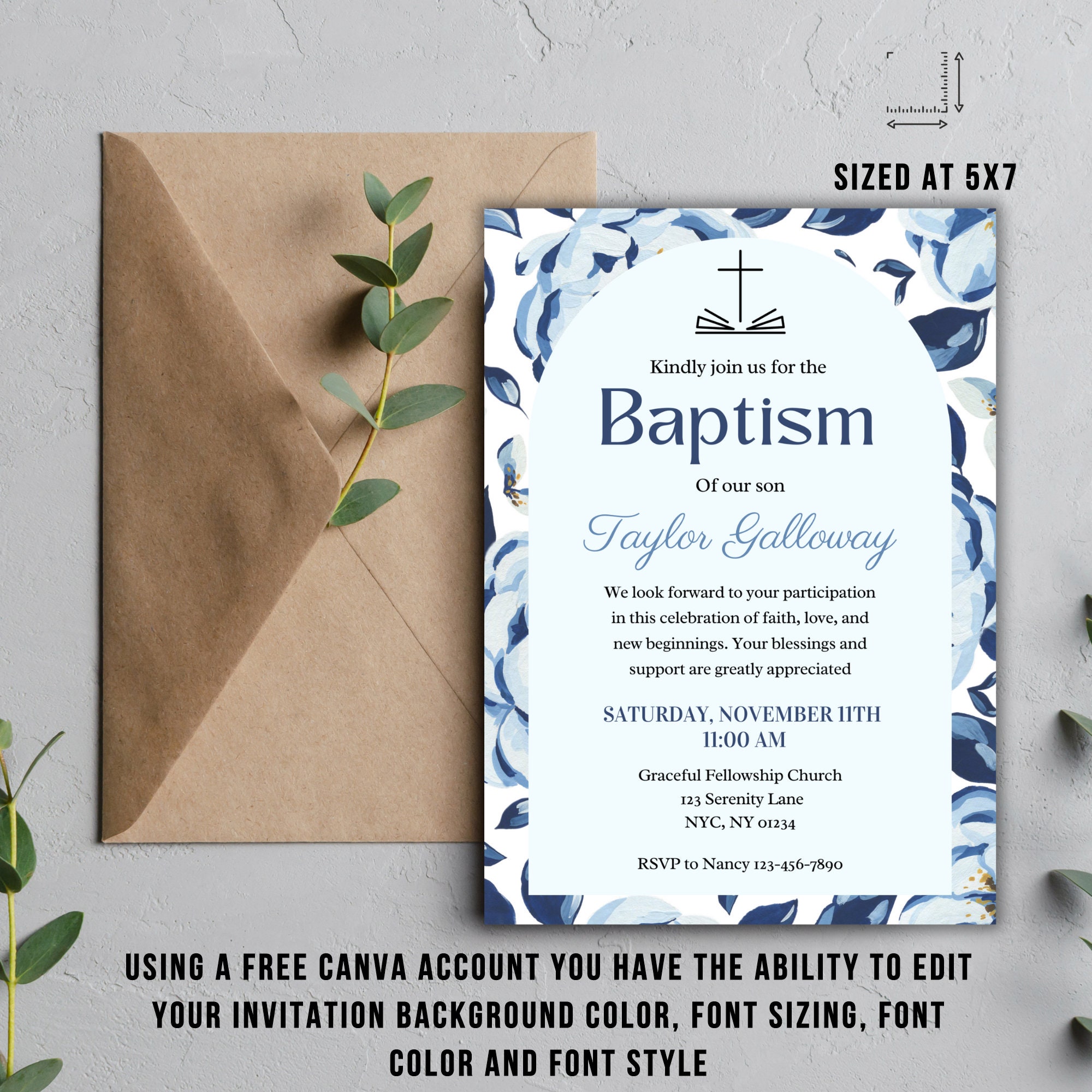 Editable Boy Baptism Invitation Template, LDS Baptism Invitation ...