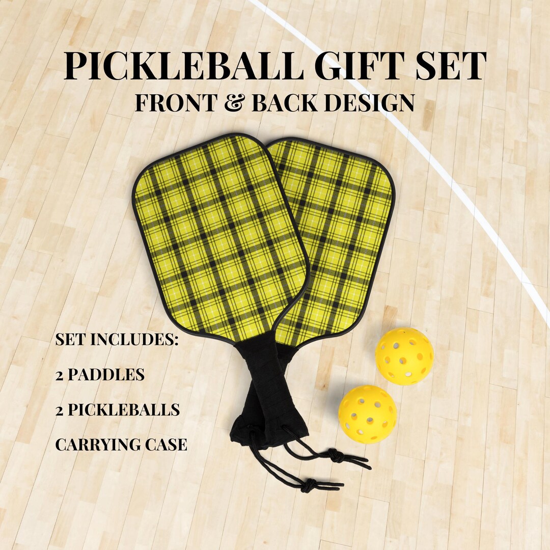 Yellow Plaid Pickleball Kit, Plaid Pickleball Paddles, Pickleball Gifts ...