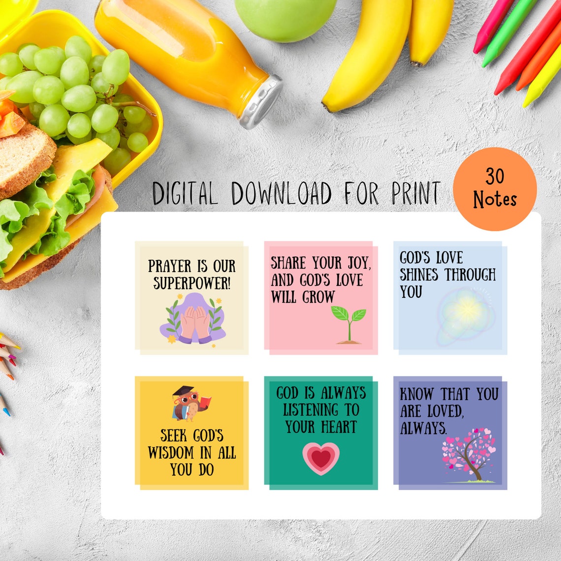 Lunchbox Notes, Faith Lunch Box Notes, Lunch Notes, Back to School ...