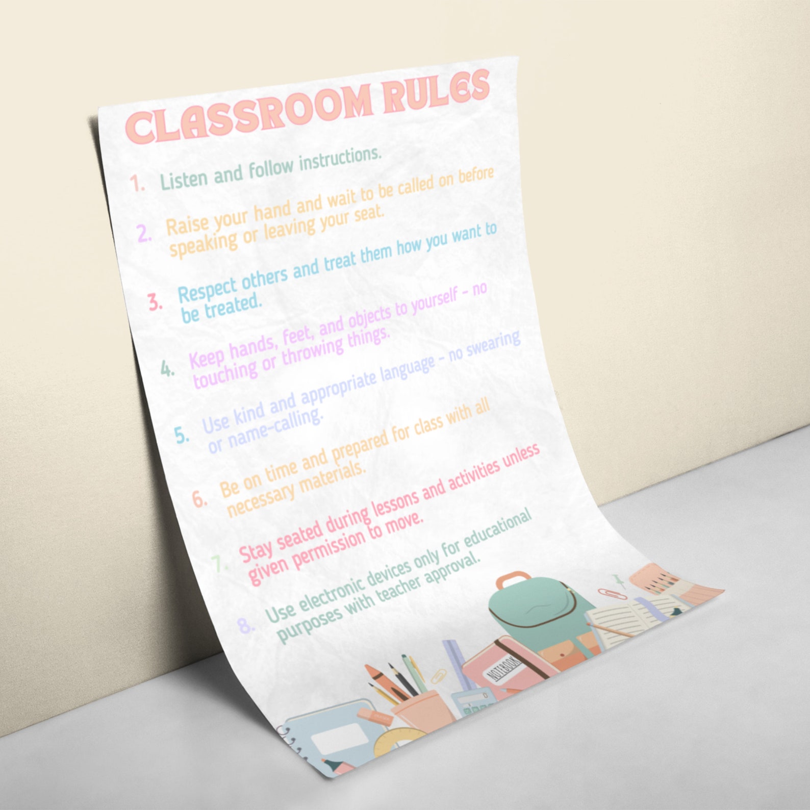 Classroom Rules Poster, Classroom Poster, Pastel Classroom Decor, Back ...