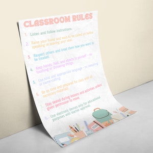 Classroom Rules Poster, Classroom Poster, Pastel Classroom Decor, Back ...