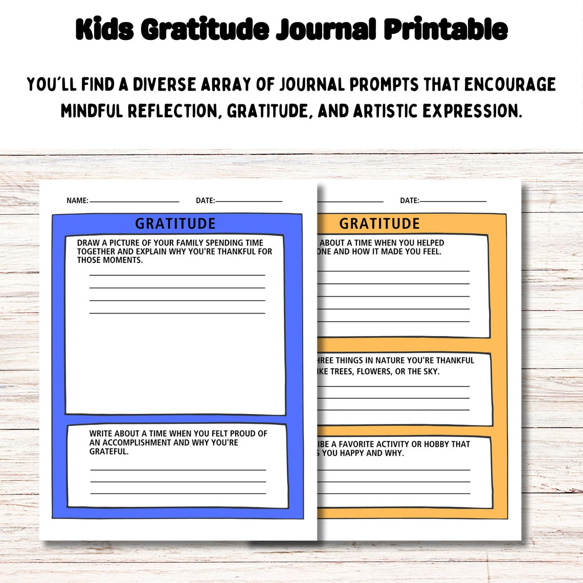 Gratitude Journal Printable, Gratitude Journal Kids, Gratitude Journal ...