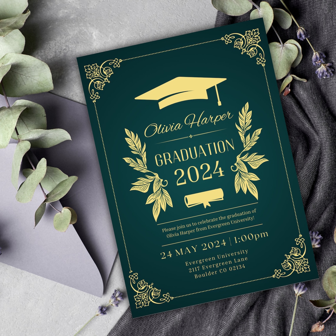 College Graduation Invitation, Graduation Invitation Template, High ...