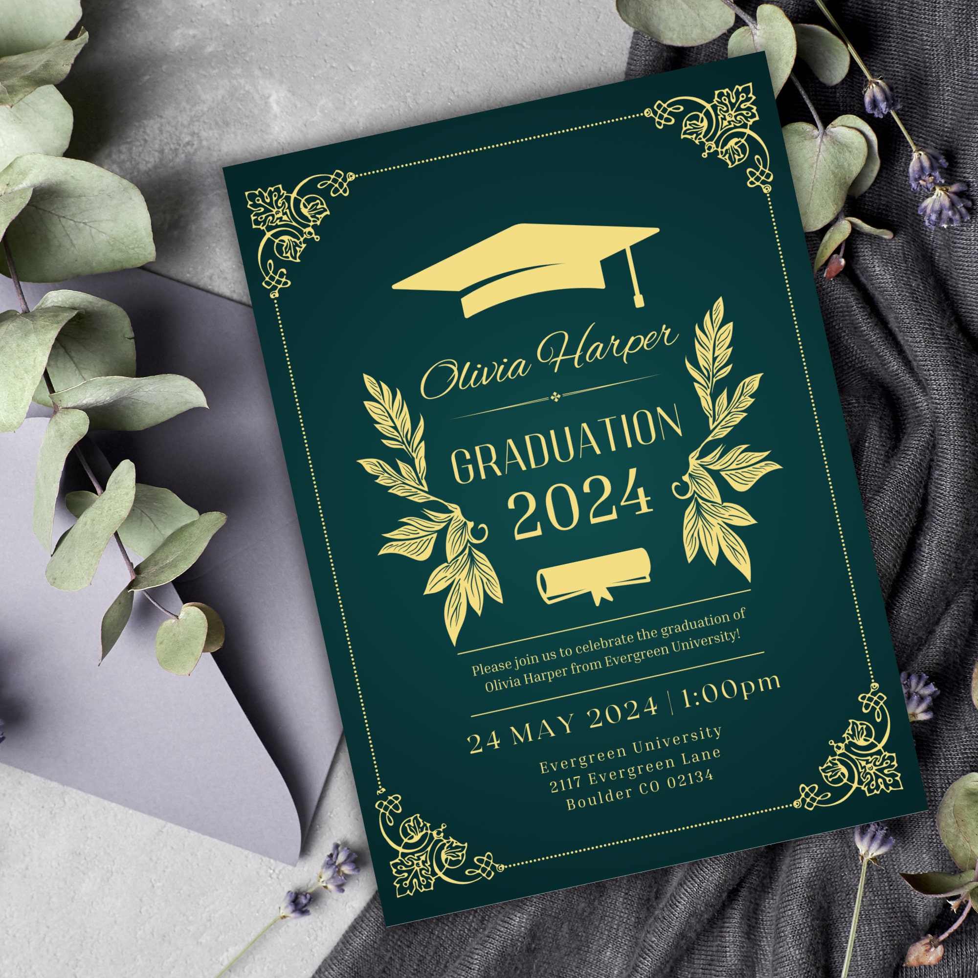 College Graduation Invitation, Graduation Invitation Template, High ...