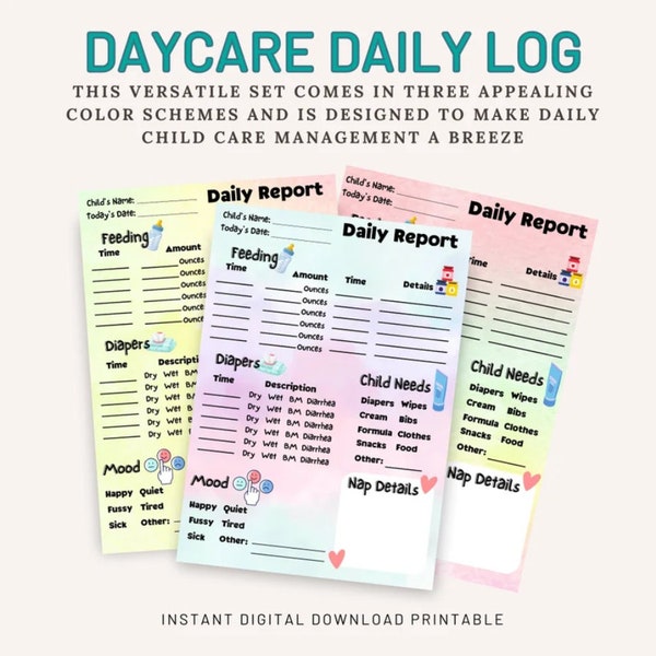 Toddler Daily Report - Etsy