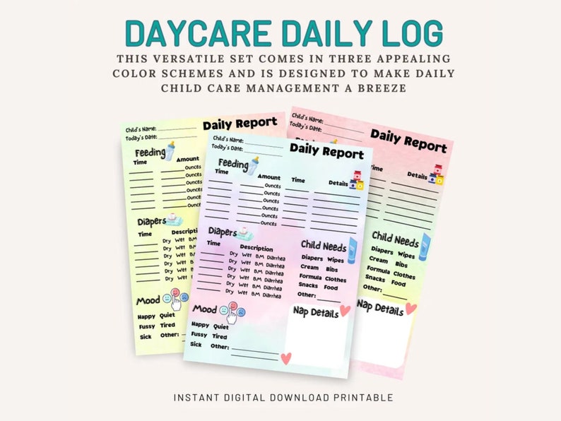 Daycare Daily Log, Childcare Management, Daycare Daily Report ...