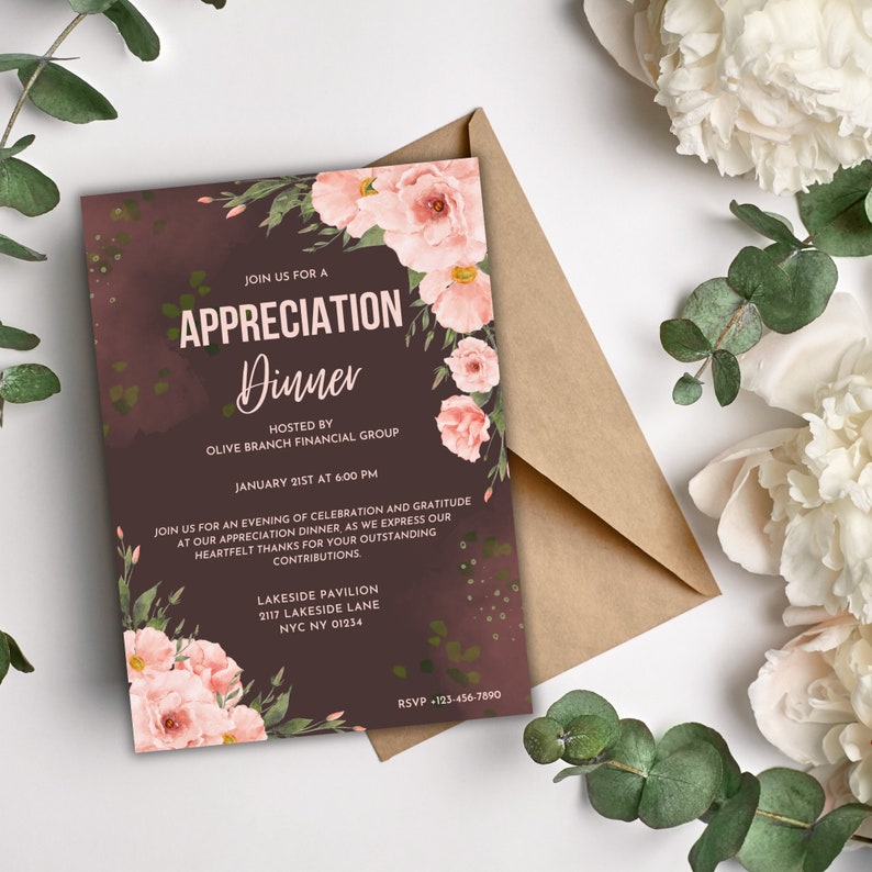 Appreciation Dinner Invitation, Dinner Party, Employee Appreciation ...