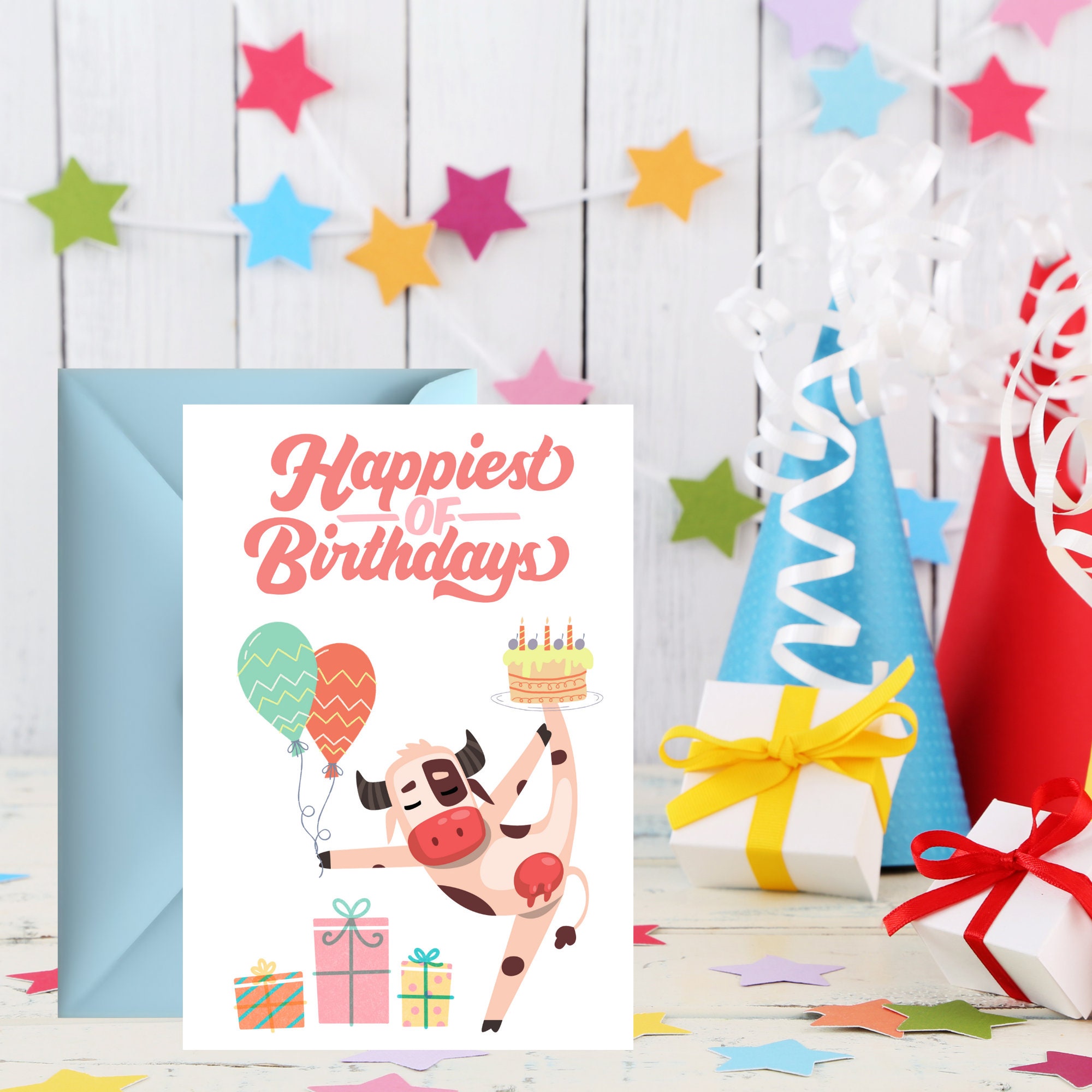 Cow Birthday Card, Funny Cow Card, Funny Birthday Card, Cow Card ...