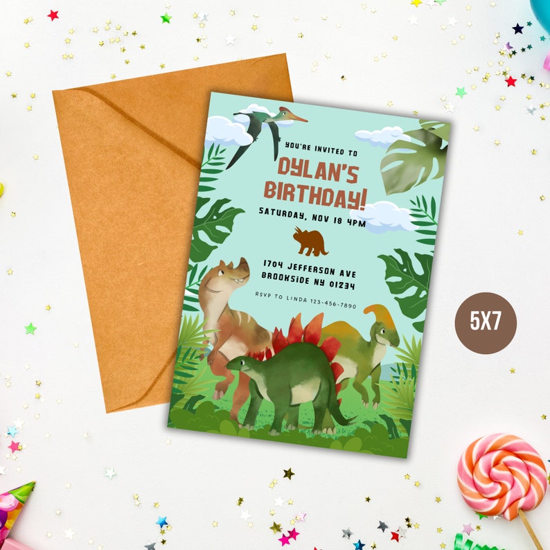 Editable Dinosaur Birthday Invitation, Dinosaur Invitation, Dinosaur ...