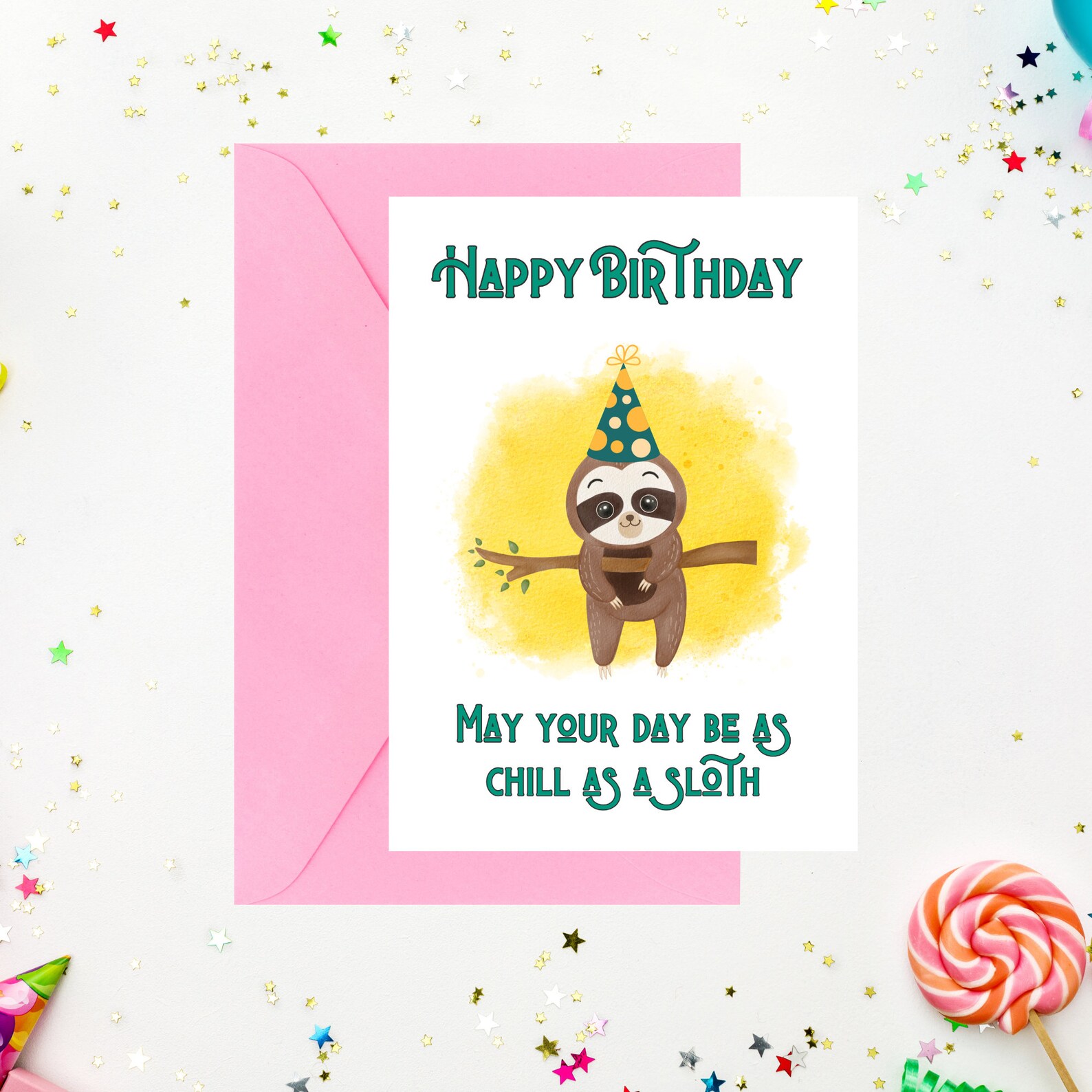 Sloth Birthday Card, Sloth Card, Cute Sloth Card, Funny Birthday Card ...