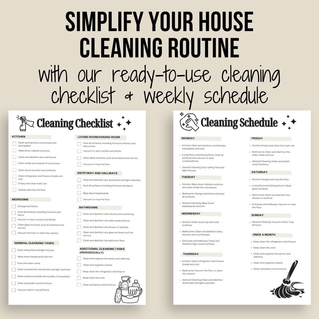 Cleaning Checklist, Cleaning Schedule, Cleaning Planner, Cleaning ...