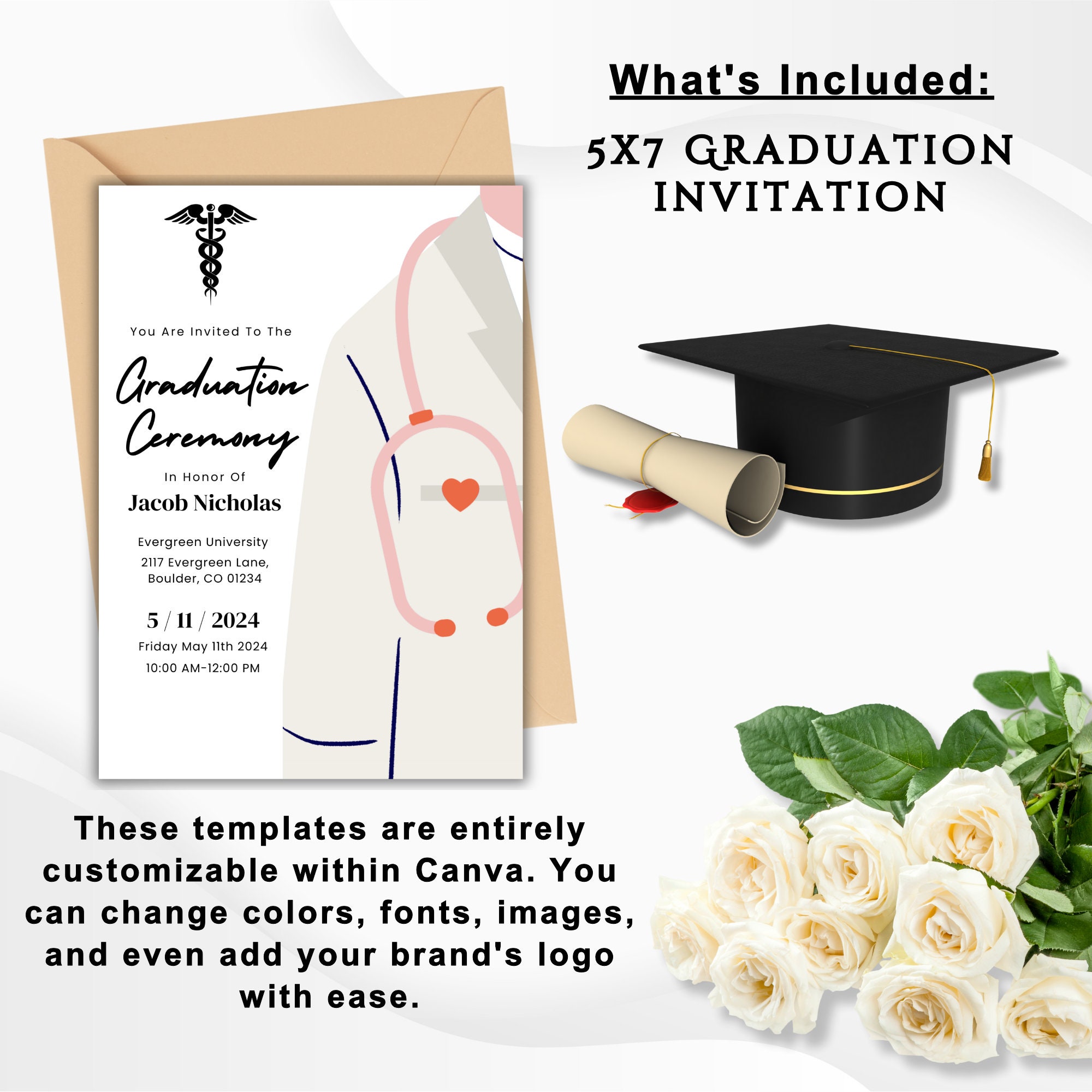 Nurse Graduation Invitation, Medical School Graduation, College ...