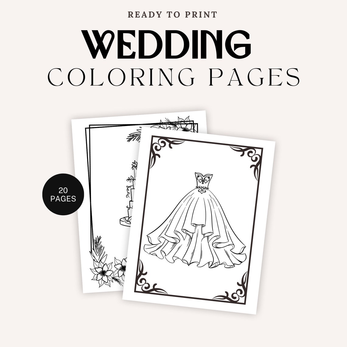 Wedding Coloring Book, Wedding Coloring Pages, Kids Wedding Activity ...