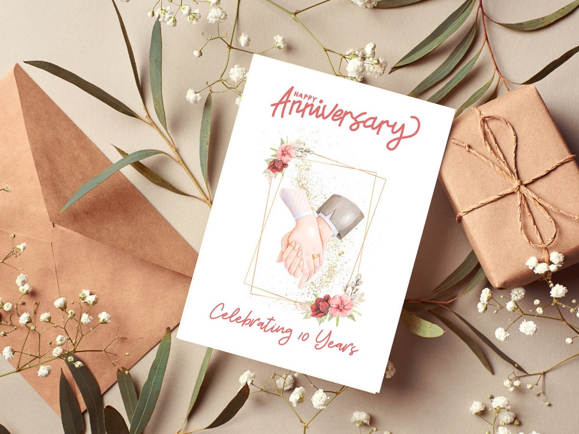 10 Year Anniversary Card, Printable Anniversary Card, 10th Anniversary ...