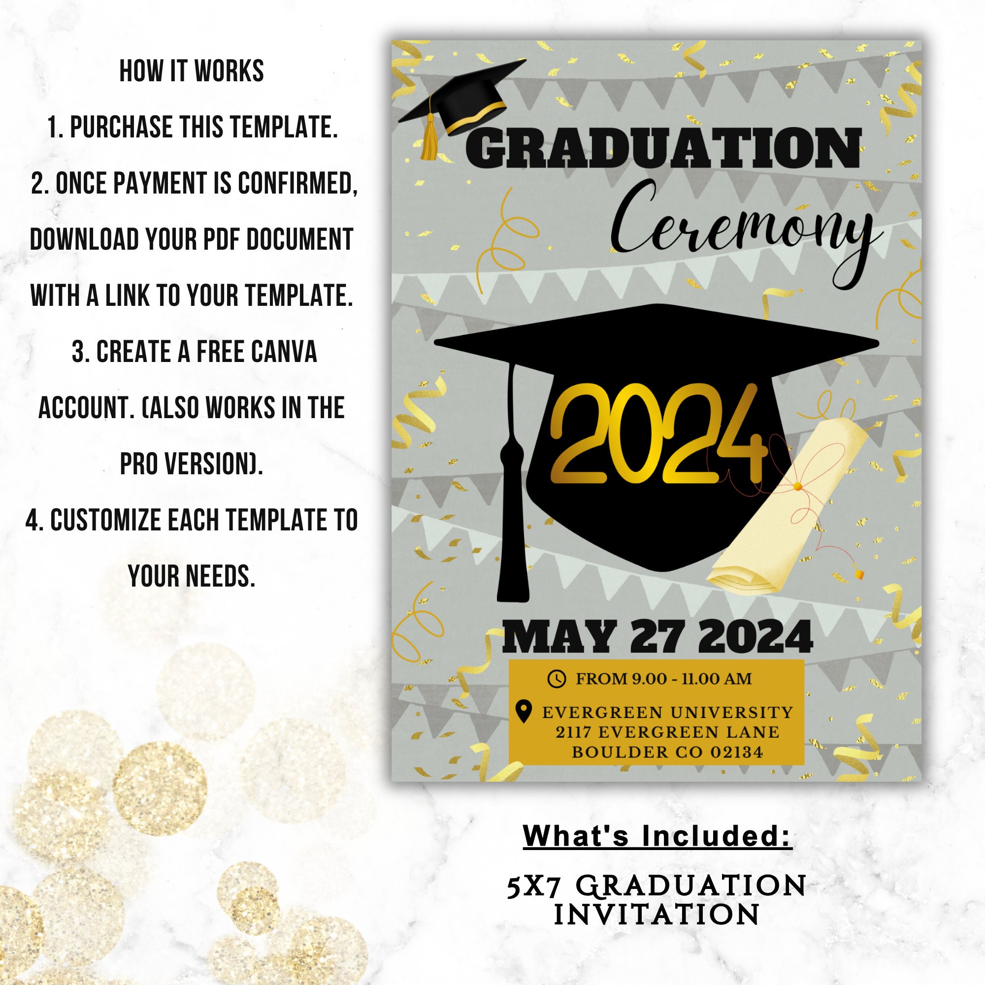 Graduation Annoucnement, Graduation Invitation, College Graduation ...