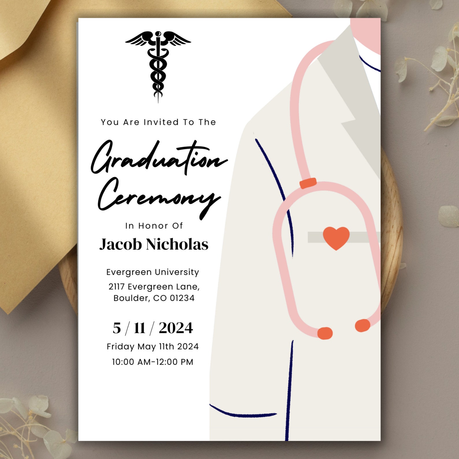 Nurse Graduation Invitation, Medical School Graduation, College ...