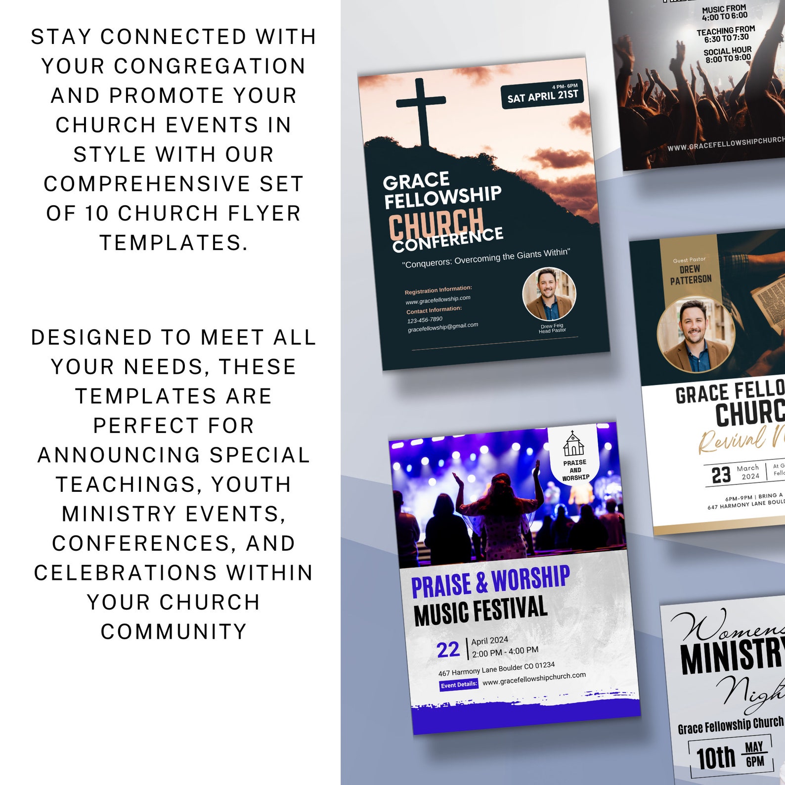 Editable Church Flyer, Church Flyer Sunday Serivce, Church Service ...