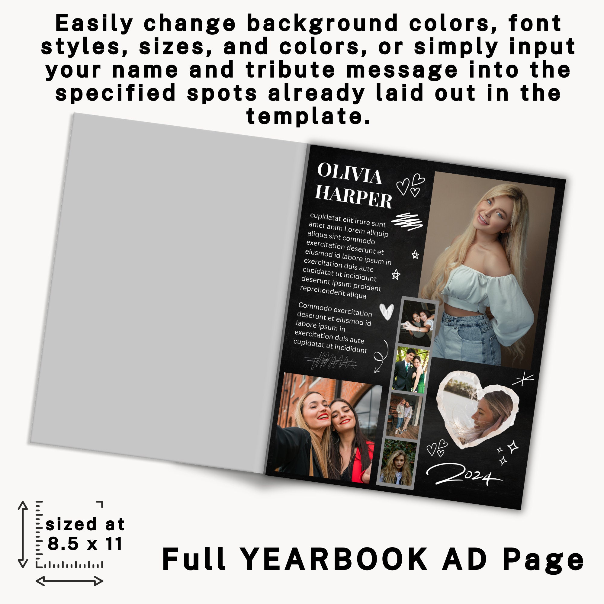 Yearbook Ads, Yearbook Template, Yearbook AD Template, Senior Yearbook ...