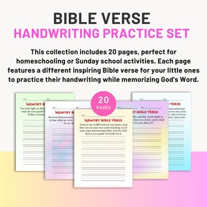 Bible Verses Kids Handwriting Practice Scripture Copywork Bible Memory ...