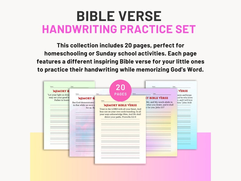 Bible Verse Handwriting Practice: Sunday School Worksheets (digital ...