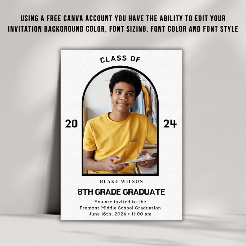 8th Grade Graduation Invitation, Graduation Invitation Instant Download ...
