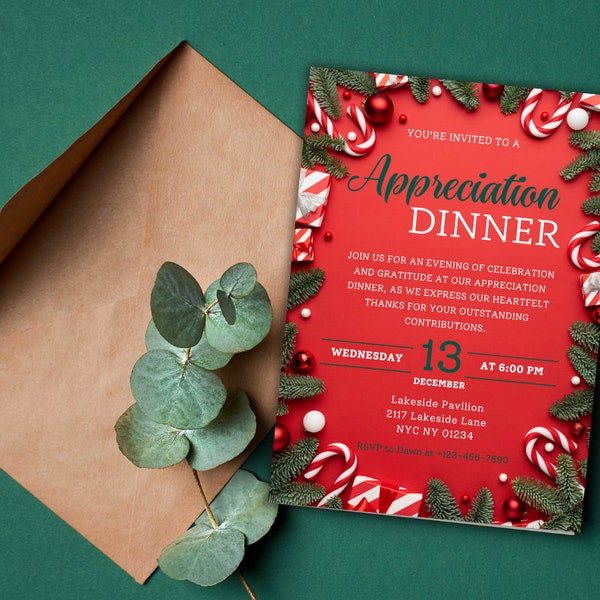 Christmas Appreciation Dinner Invitation - Etsy