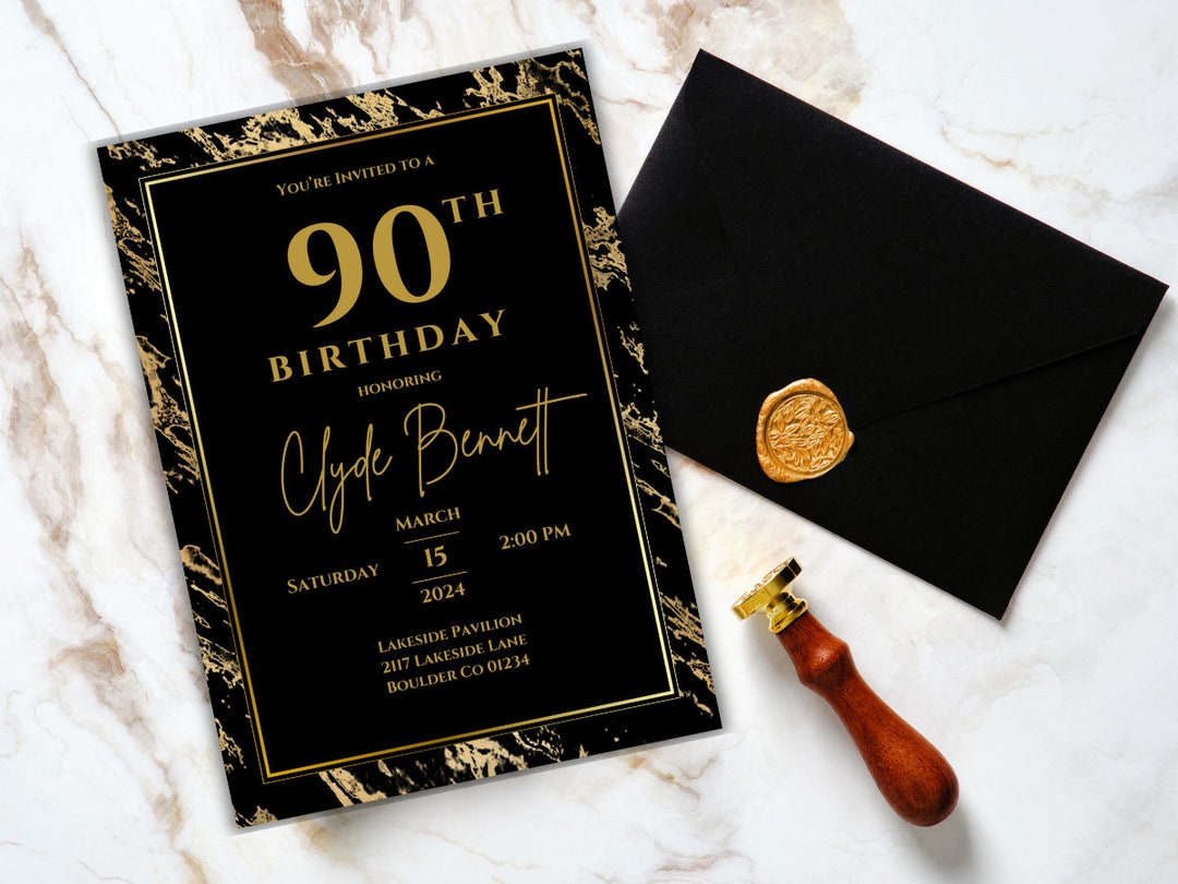 90th Birthday Invitations, 90th Birthday, Adult Birthday Party ...