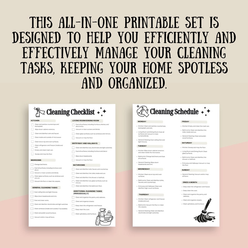 Cleaning Checklist, Cleaning Schedule, Cleaning Planner, Cleaning ...