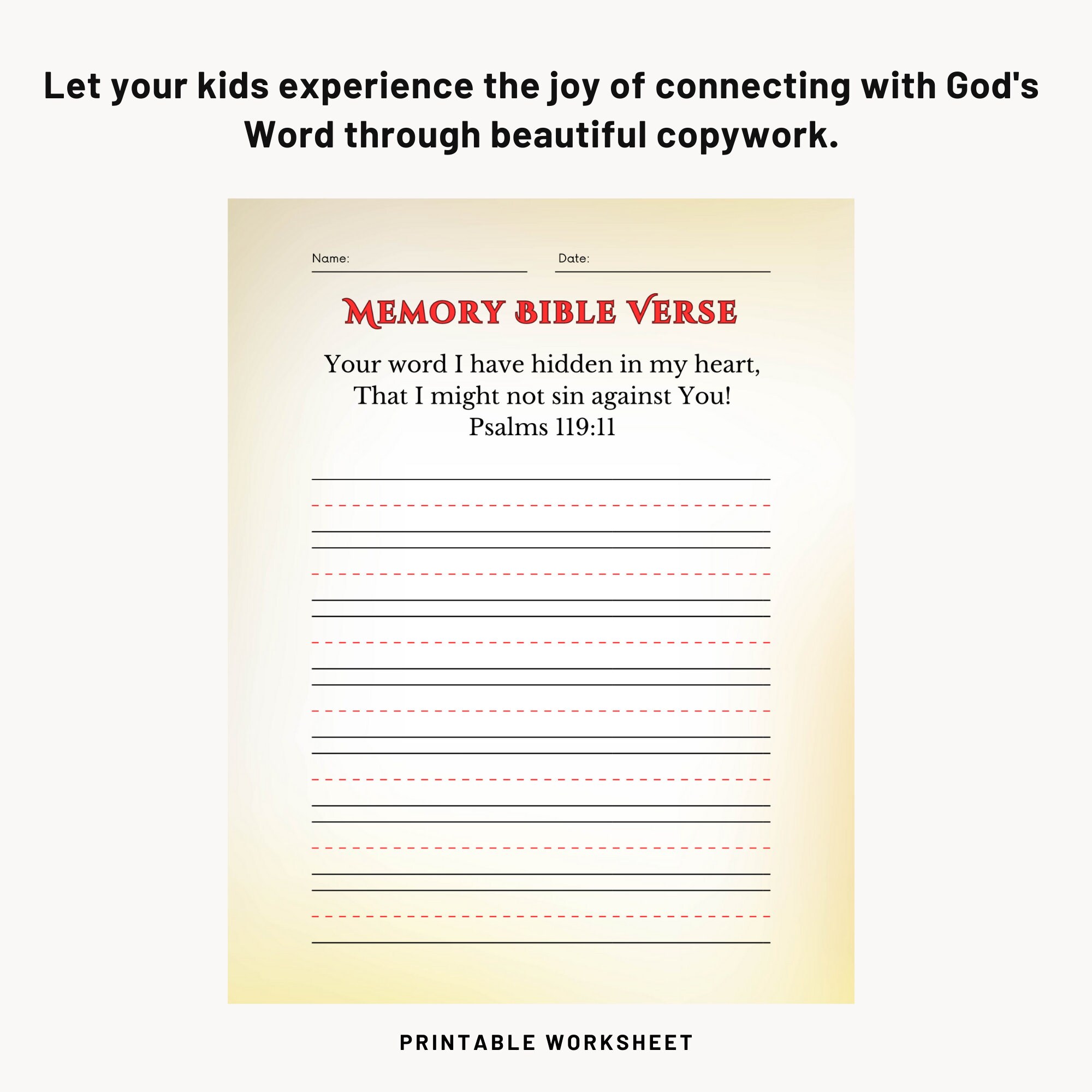 Bible Verse Handwriting Practice: Sunday School Worksheets (digital ...