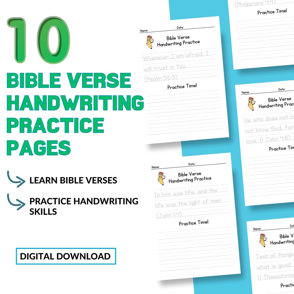 10 Handwriting Worksheets, Handwriting Practice, Christian Worksheets ...