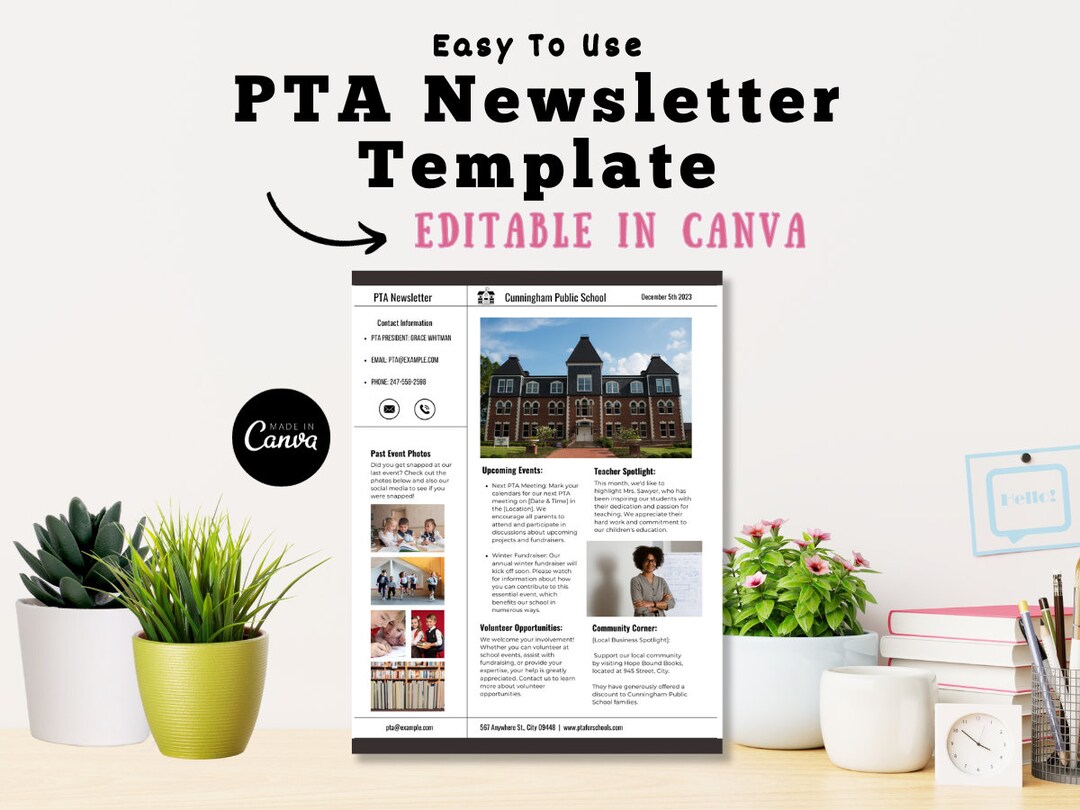 PTA Newsletter, Newsletter Template, Newsletter Template School ...
