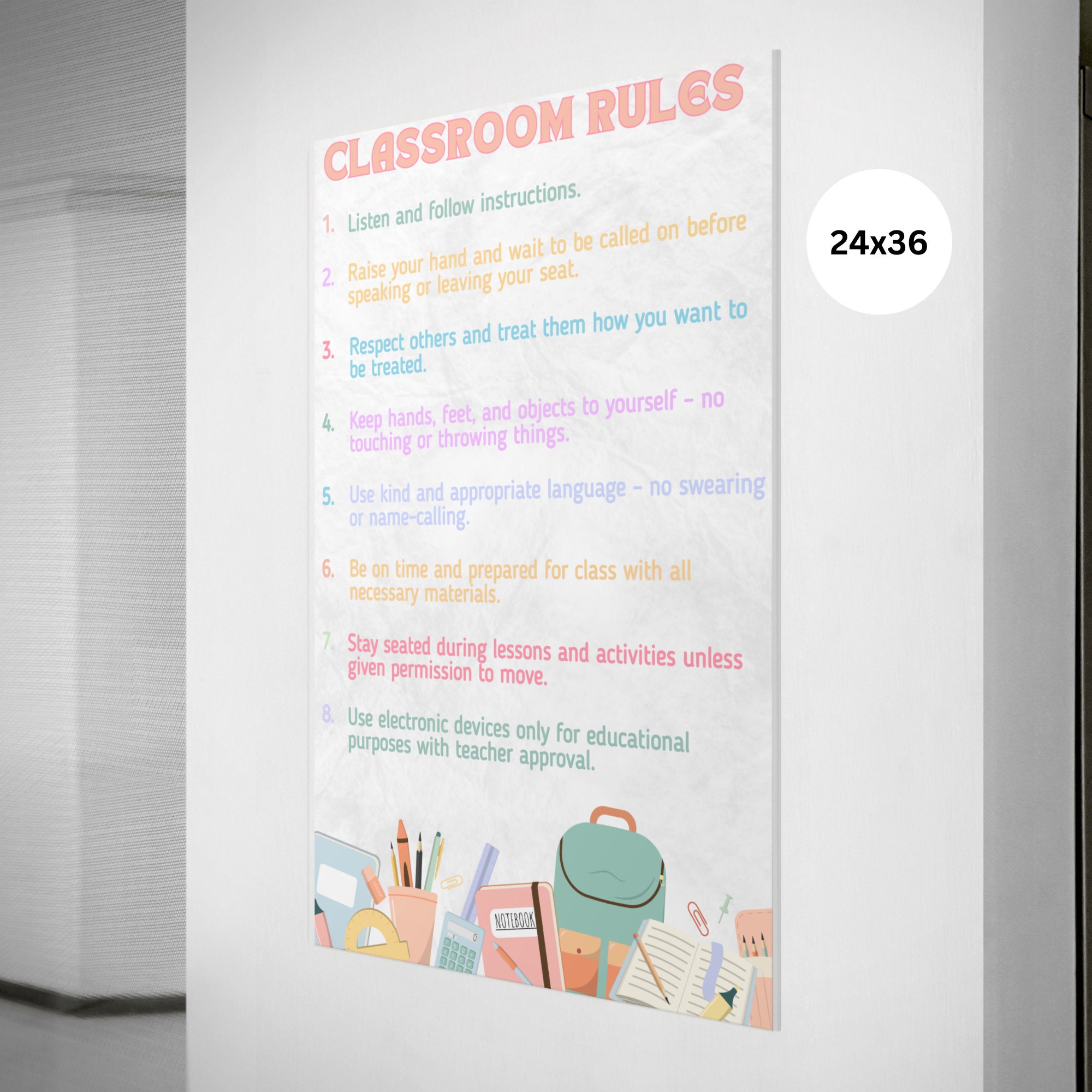 Classroom Rules Poster, Classroom Poster, Pastel Classroom Decor, Back ...