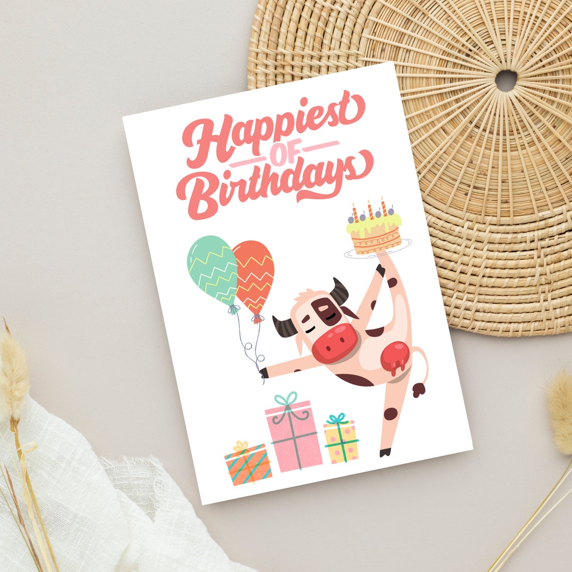 Cow Birthday Card Funny Cow Card Funny Birthday Card Cow - Etsy