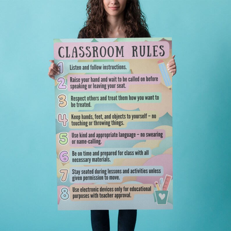 Classroom Rules Poster, Classroom Decor, Class Rules, Classroom Poster ...