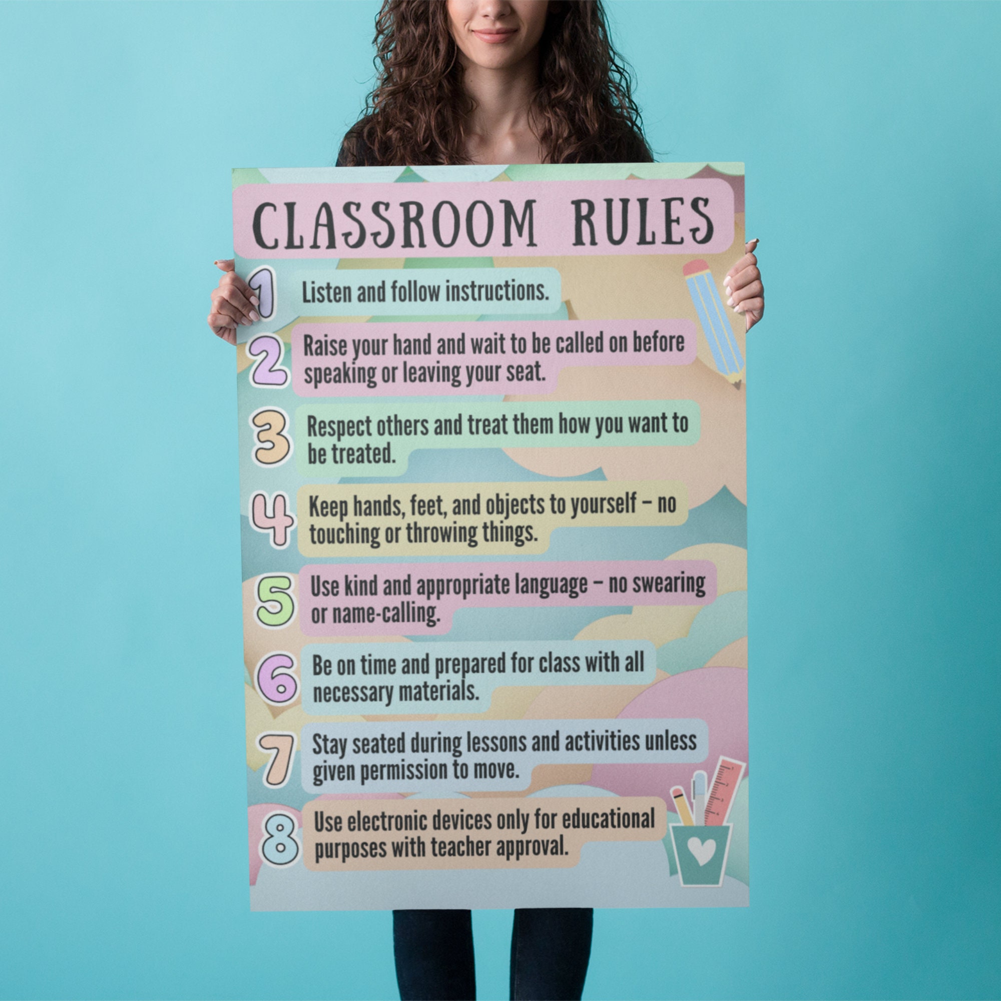 Classroom Rules Poster, Classroom Decor, Class Rules, Classroom Poster ...