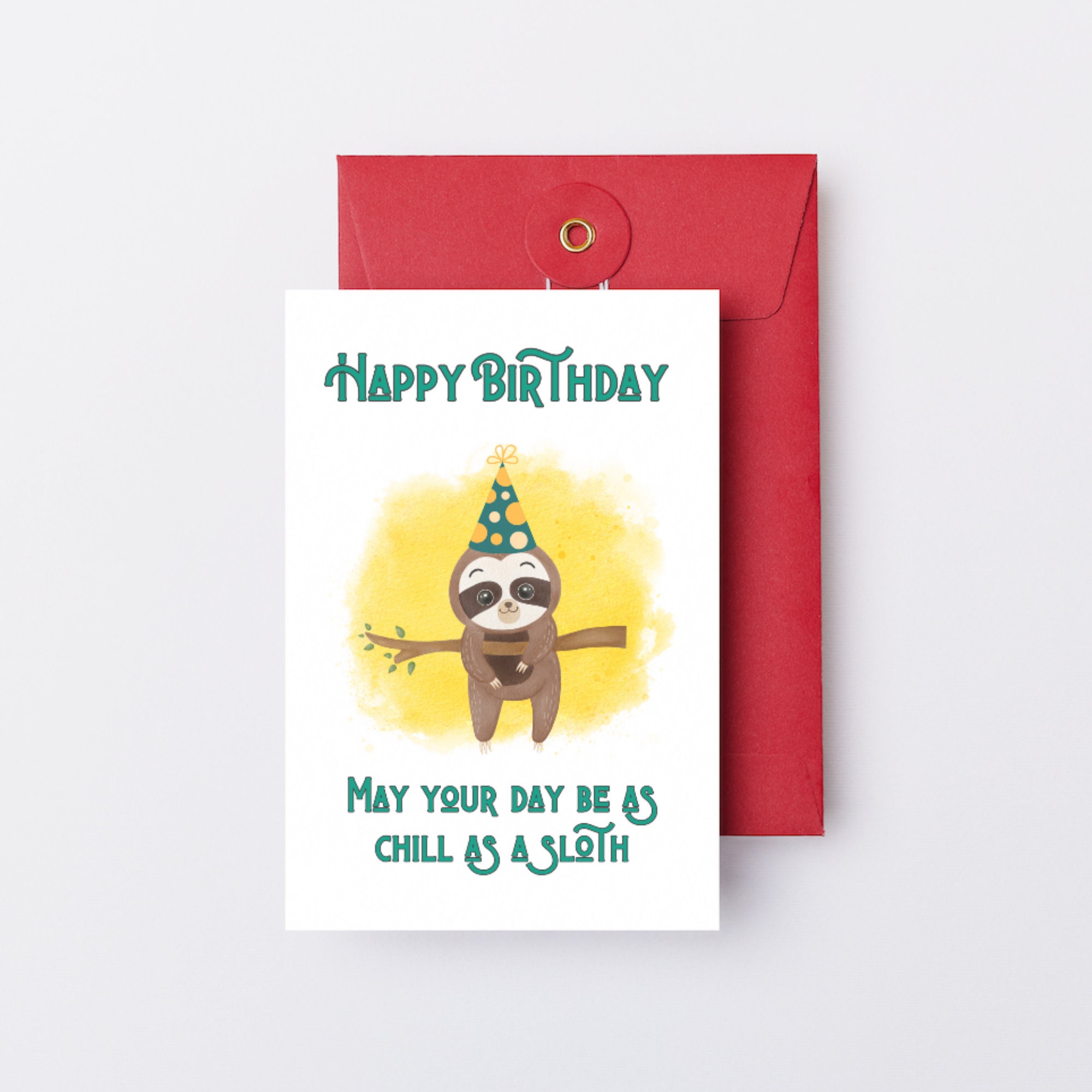 Sloth Birthday Card, Sloth Card, Cute Sloth Card, Funny Birthday Card ...