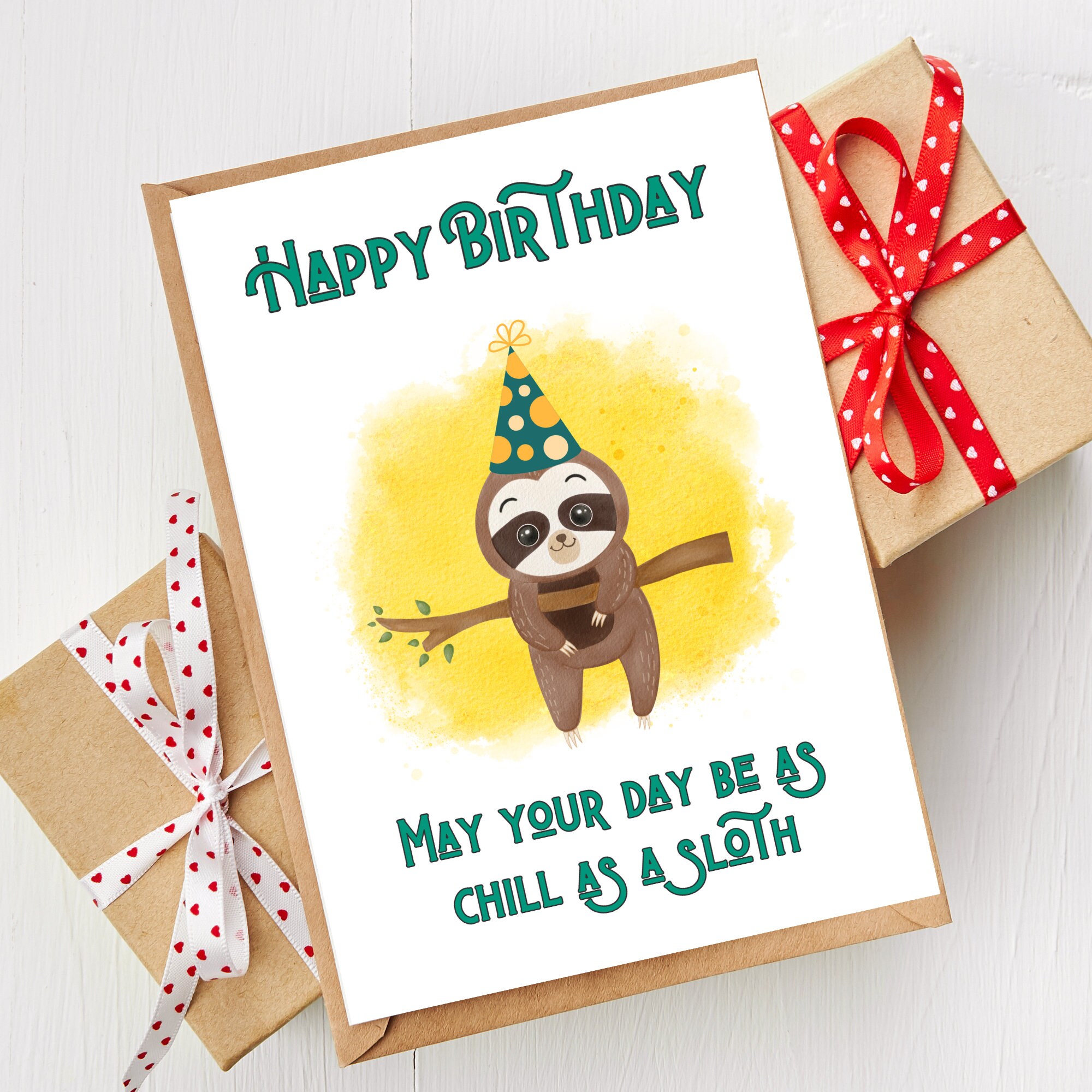Sloth Birthday Card, Sloth Card, Cute Sloth Card, Funny Birthday Card ...