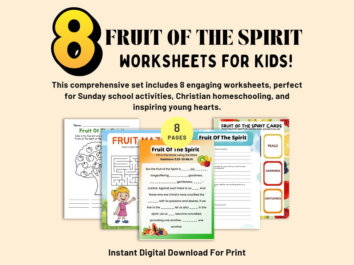 Fruit of the Spirit, Bible Study Printable, Sunday School, Sunday ...