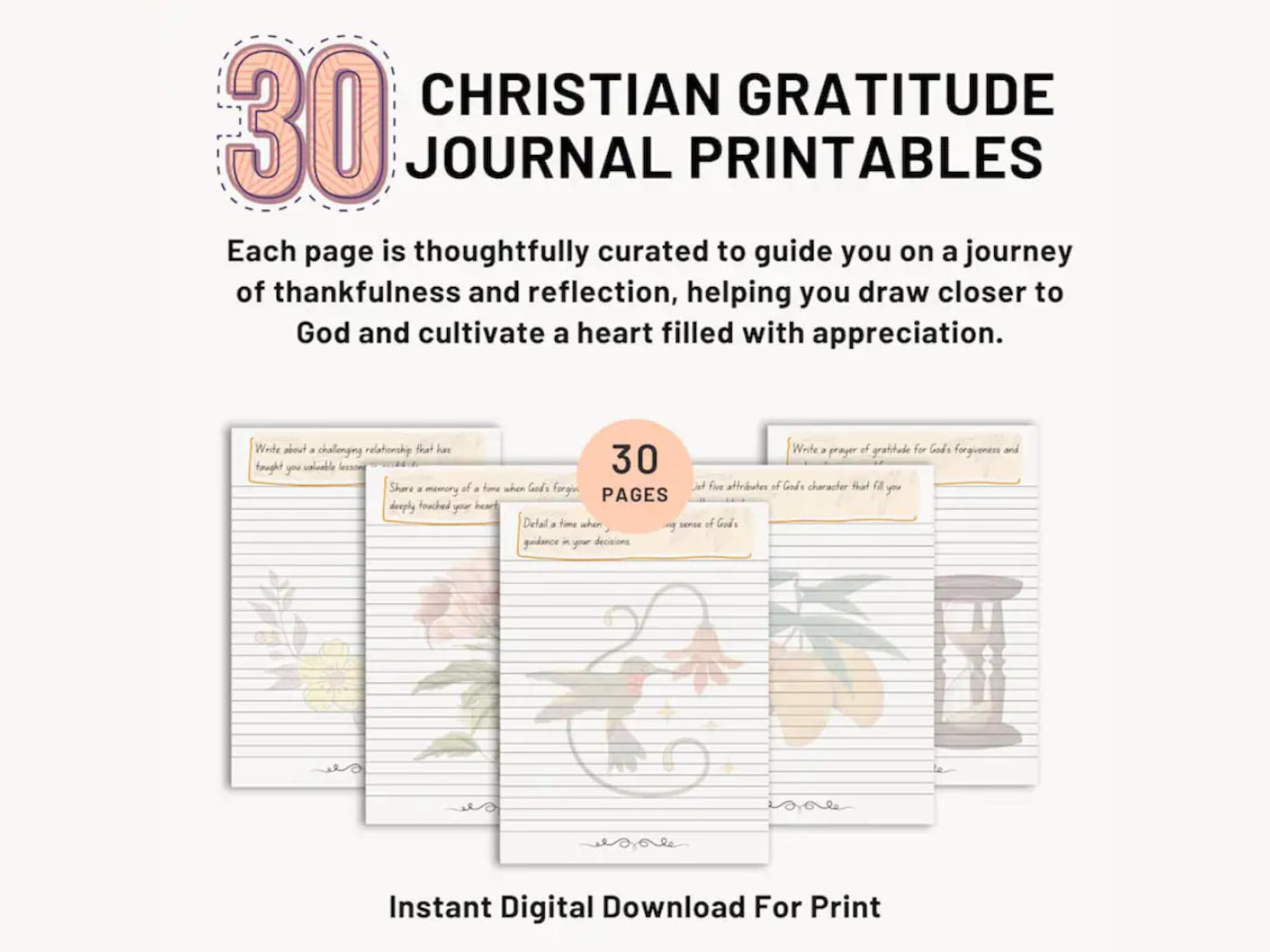 Christian Gratitude Journal Printable, Prayer Journal, Christian ...