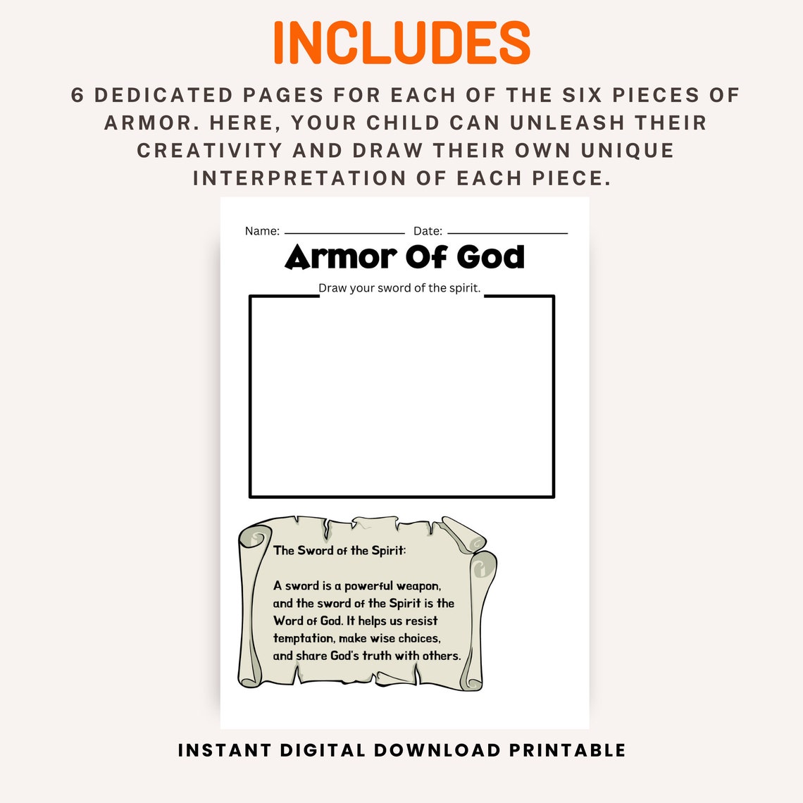 Armor of God for Kids, Sunday School Printables, Bible Worksheet ...