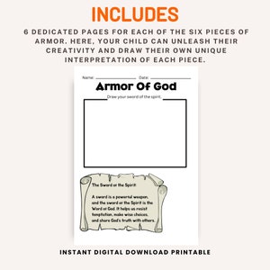 Armor of God for Kids, Sunday School Printables, Bible Worksheet ...