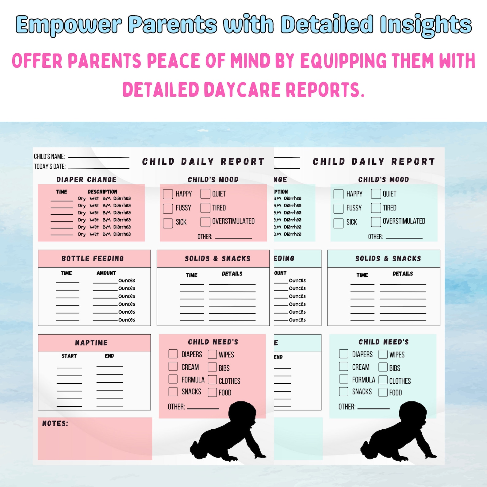 Daycare Daily Log, Childcare Management, Daycare Daily Report ...