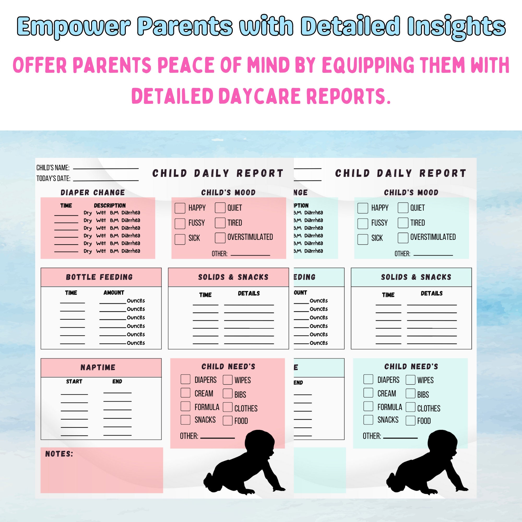 Daycare Daily Log, Childcare Management, Daycare Daily Report ...
